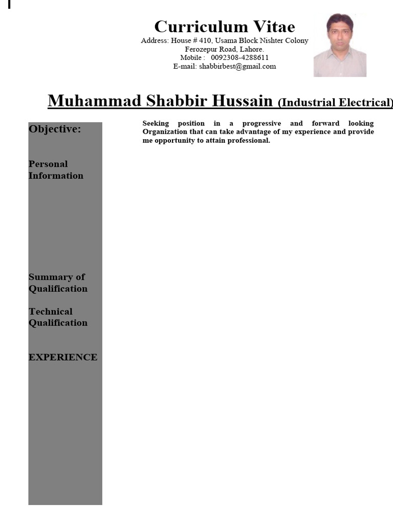 C.V OF Muhammad Shabbir Hussain | PDF | Pakistan