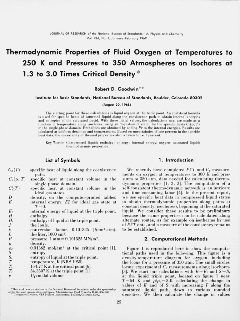 Thermodynamic Properties of Fluid Oxygen | PDF | Pressure | Metrology