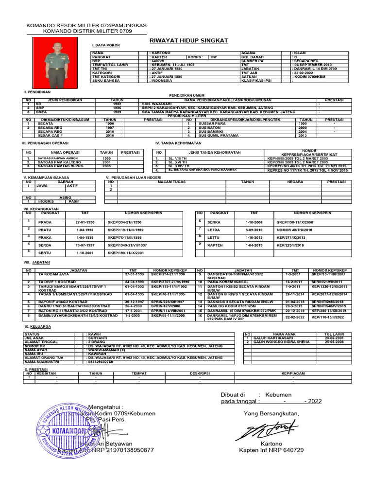 Kapten Inf Kartono | PDF