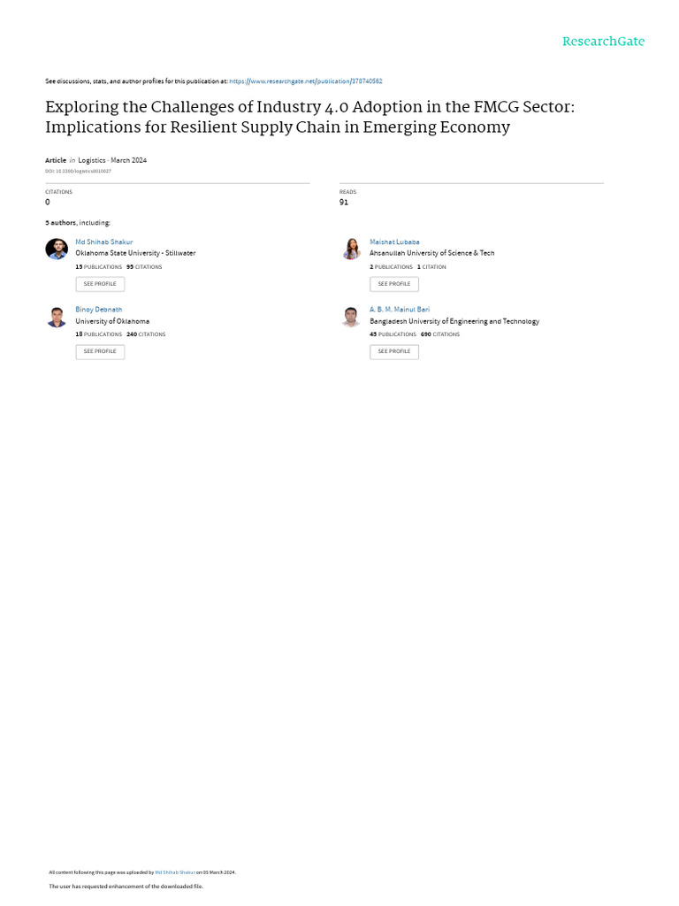 Exploring The Challenges of Industry 4.0 Adoption in The FMCG Sector ...