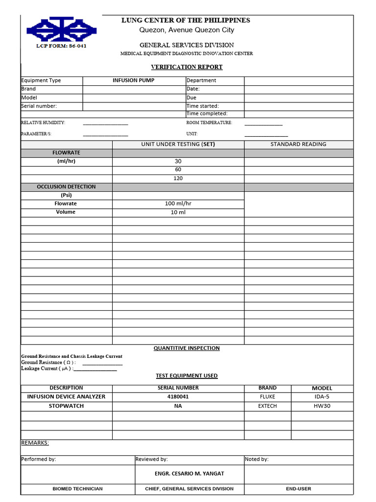Infusion Pump Form Soft Copy 2020 | PDF | Equipment | Physical Sciences
