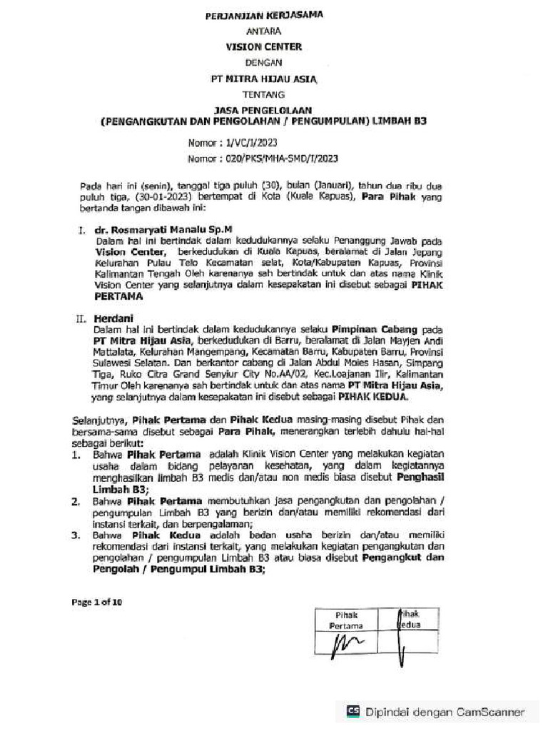 Mou Limbah Vision Center Dan Limbah Compressed Compressed Pdf