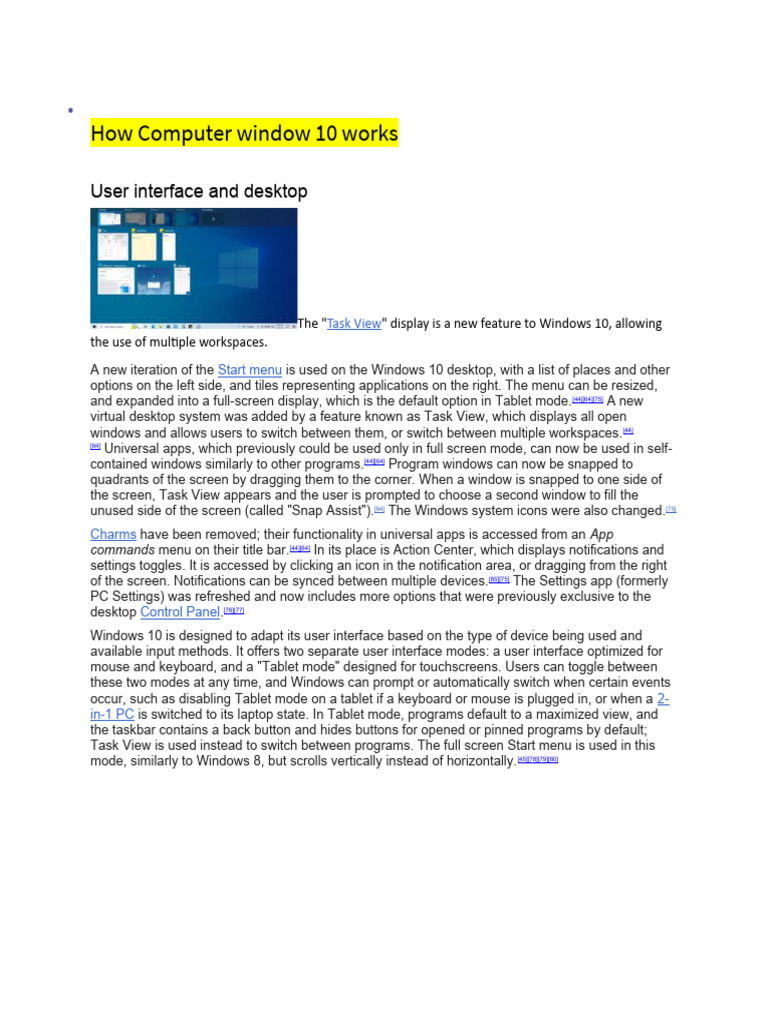 How Computer Windows 10 works | PDF | Windows 10 | Window (Computing)