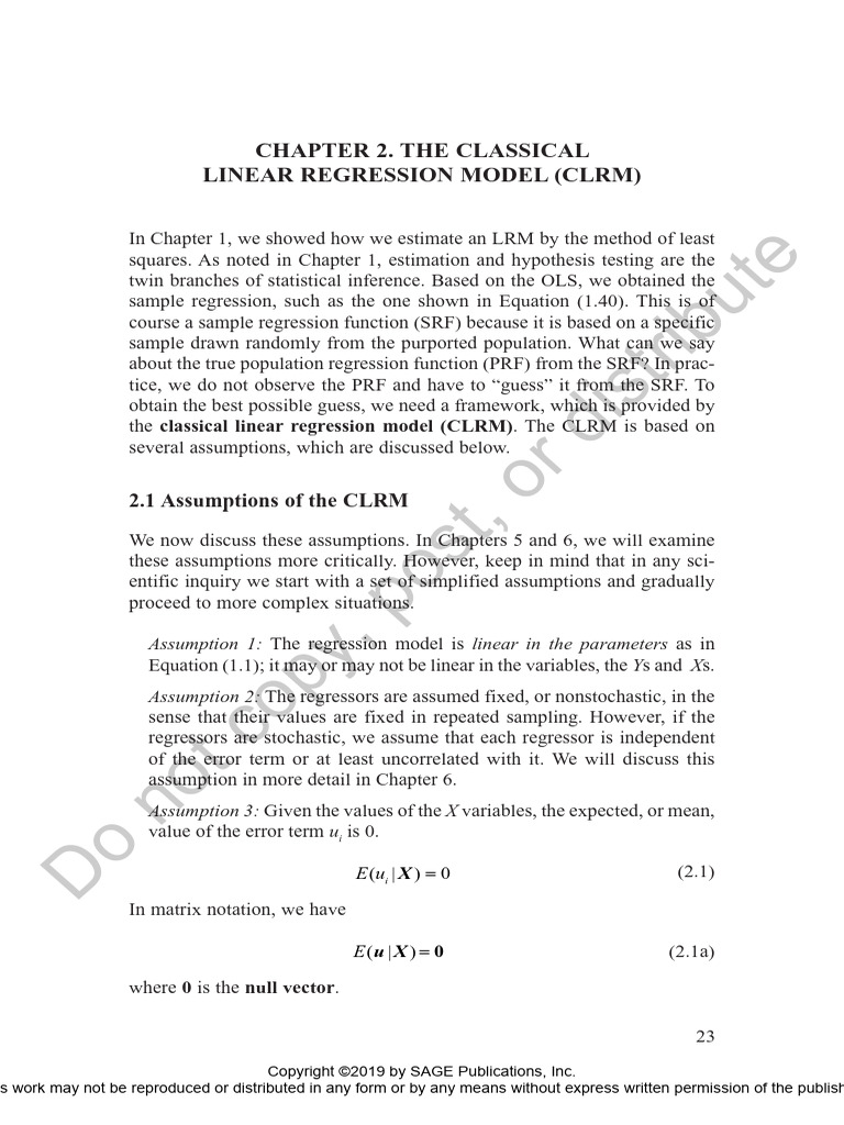 Chapter 2 The Classical Linear Regression Model (CLRM) | PDF | Ordinary ...