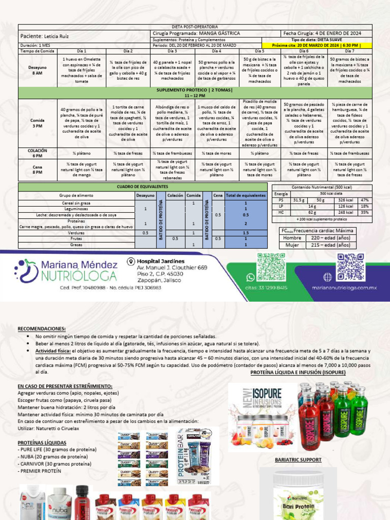 1.Dieta Post Suave | PDF | Vegetales | filete