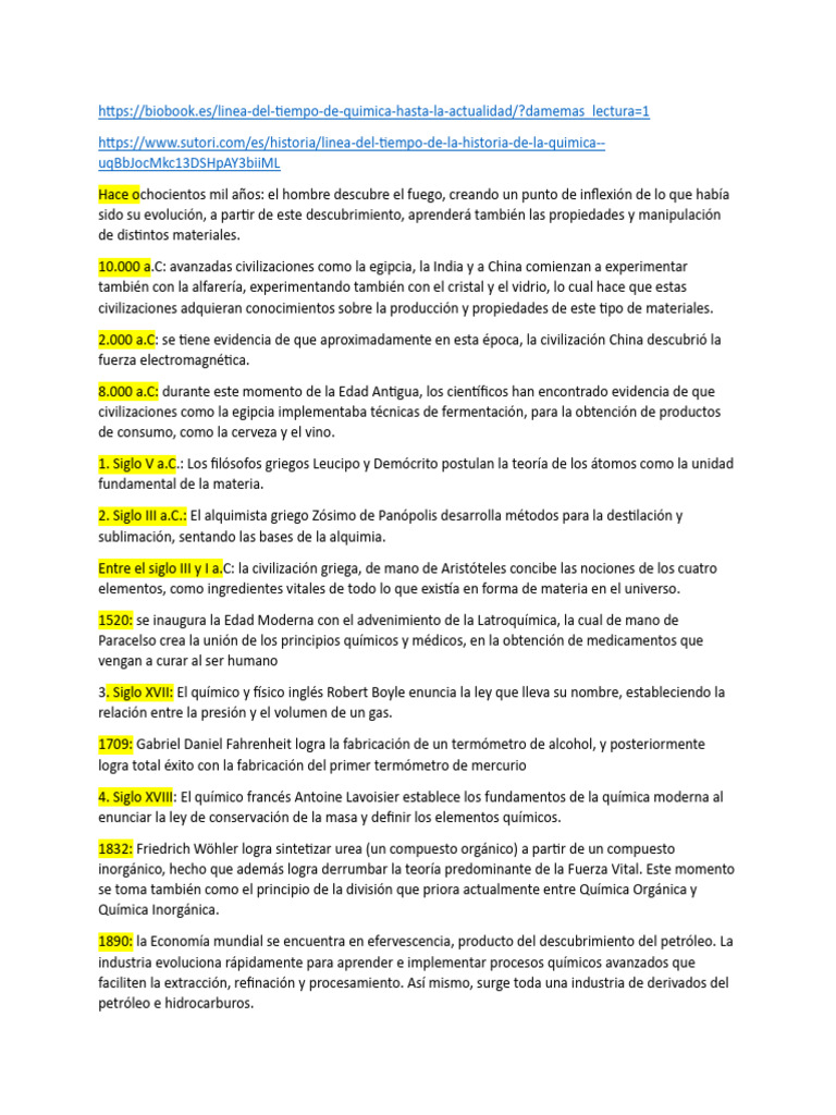 Linea Del Tiempo Quimica | PDF | Química | Alquimia Linea Del Tiempo Quimica | PDF | Química | Alquimia