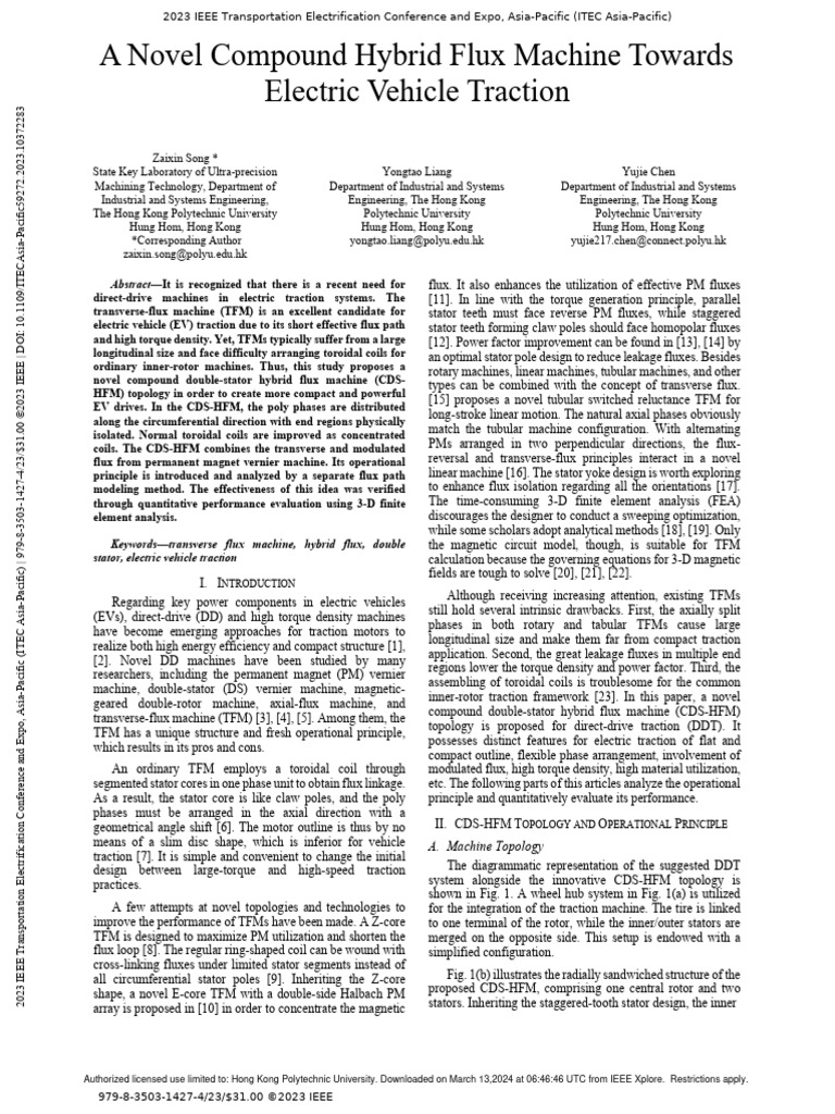 A Novel Compound Hybrid Flux Machine Towards Electric Vehicle Traction ...