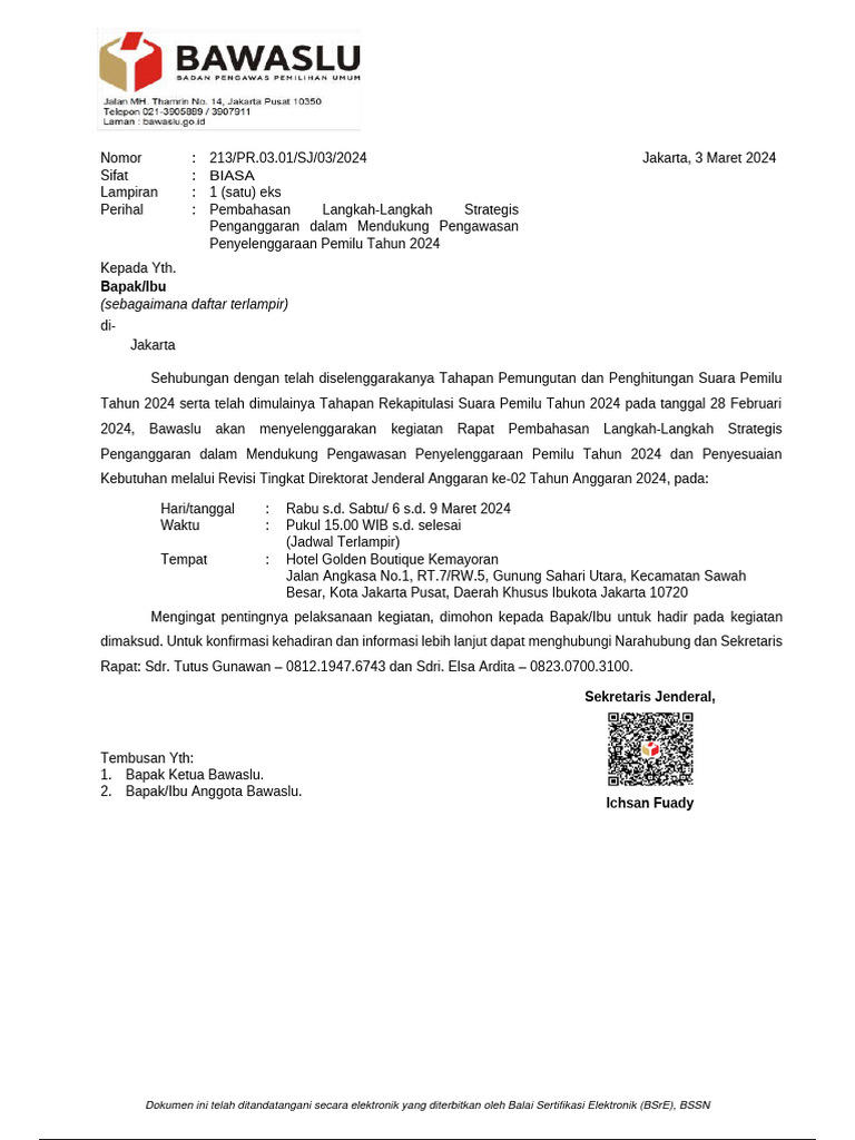 Undangan ProvKabKota - Pelaksanan Revisi Tingkat DJA Tahap 2 - 6 S.D 9 Maret 2024 | PDF