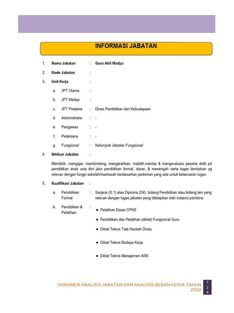 3) Anjab Guru Ahli Madya | PDF