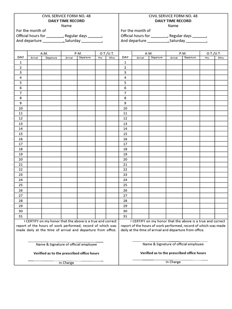 Daily Time Record Daily Time Record | PDF