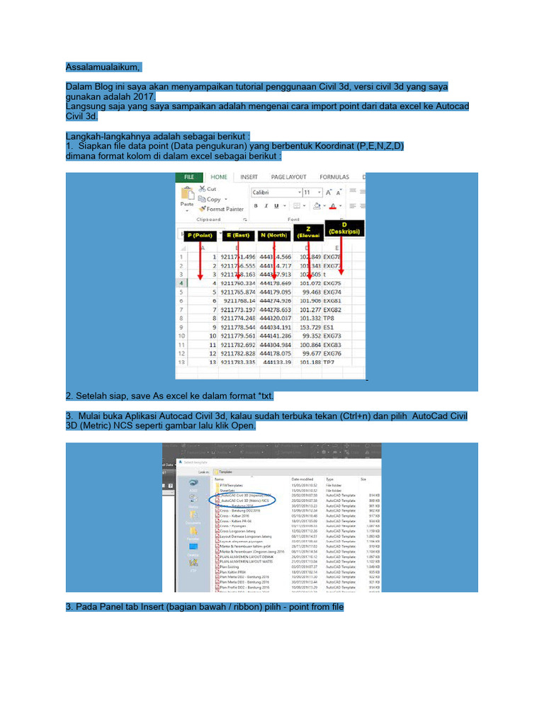 Tutorial Import Point Civil 3D | PDF