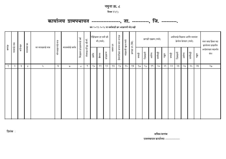 ग्रामपंचायत गाव नमुना 0८ | PDF