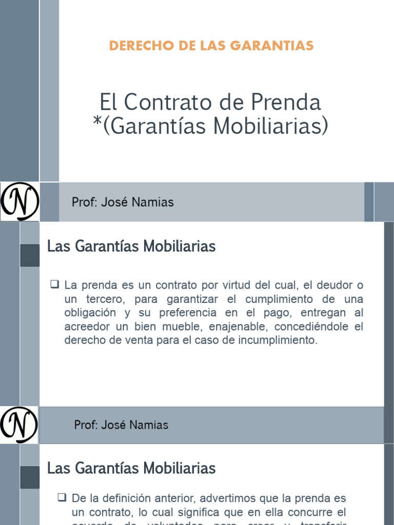 6 - El Contrato de Prenda - Garantias Mobiliarias | PDF | Pagos | Justicia