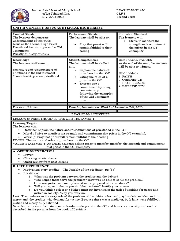 Grade 8 LP6 | Download Free PDF | Sacrifice | Priest