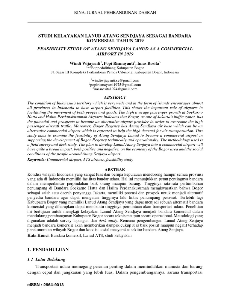 Studi Kelayakan Lanud Atang Sendjaya | PDF | Bisnis