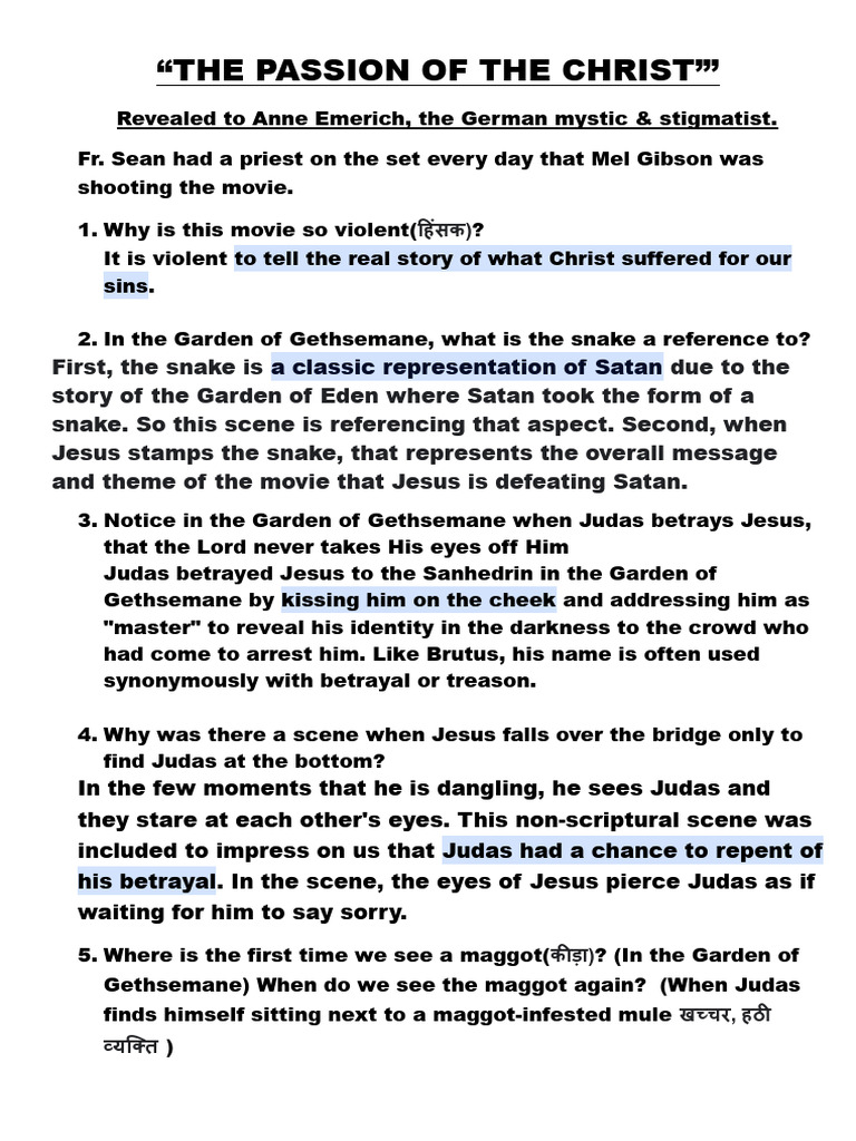 Passion of Christ 15 Q & A | PDF | Pontius Pilate | Judas Iscariot