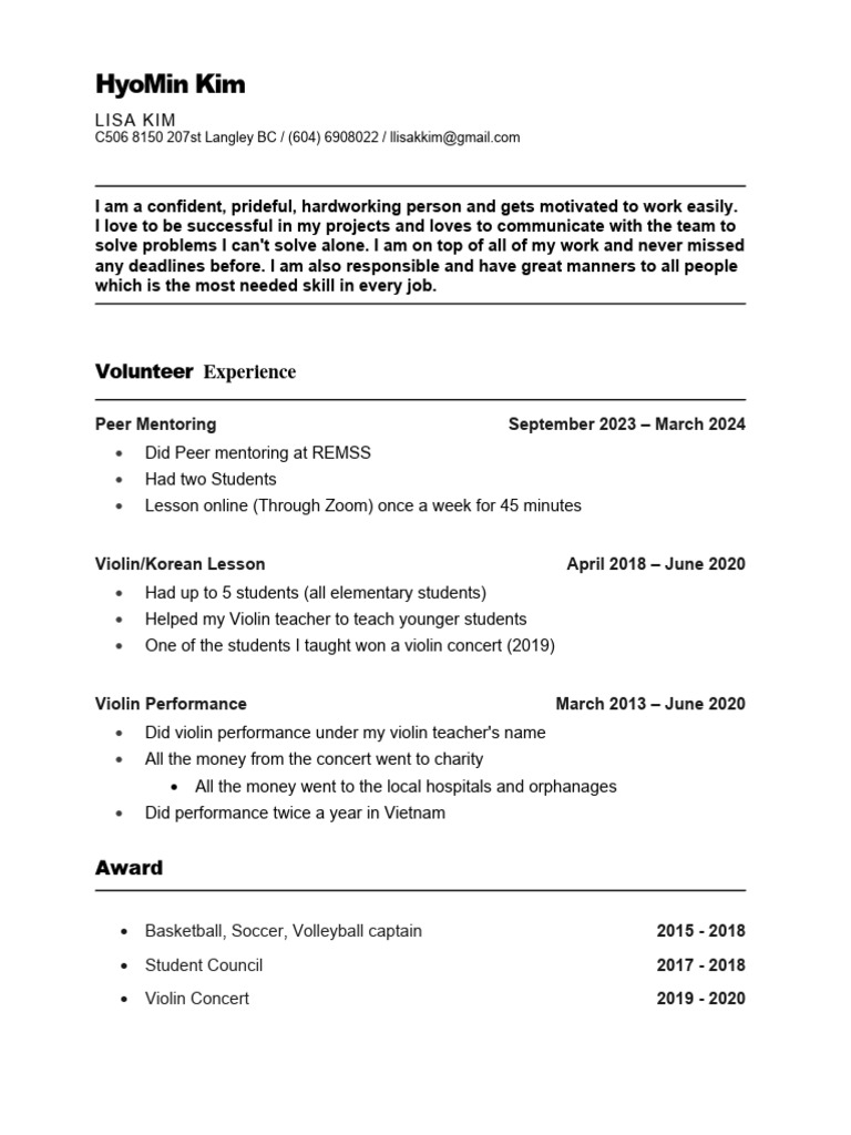 Career Resume - Lisa Kim | PDF