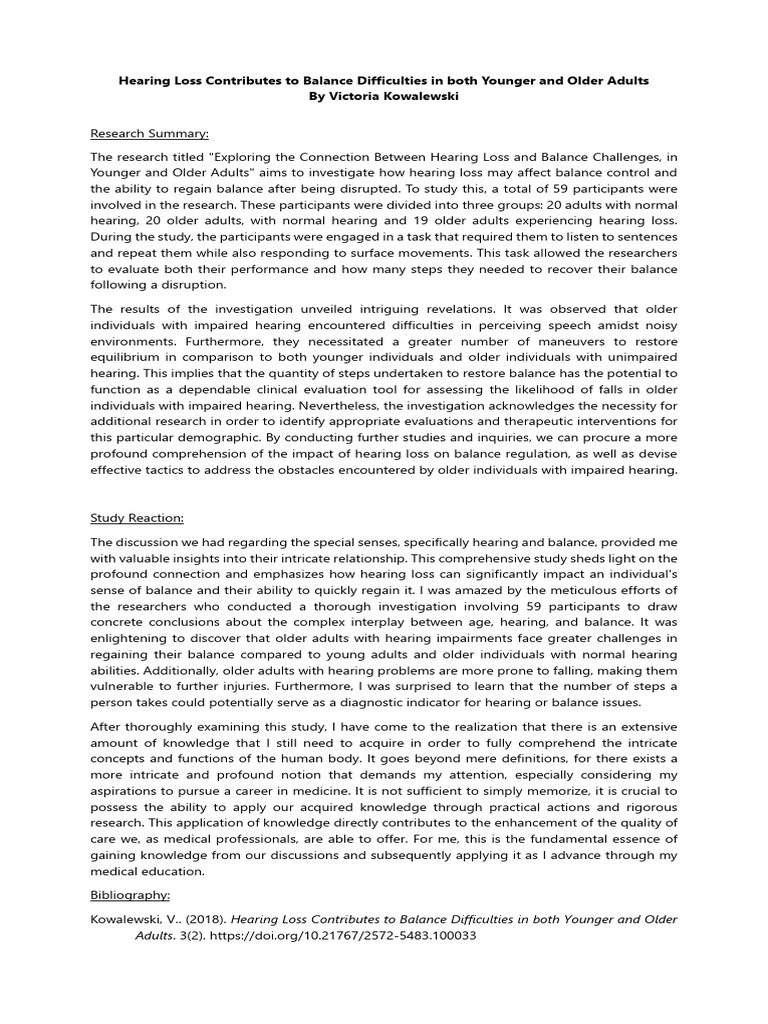 Hearing Loss Journal Reading | PDF | Hearing Loss | Knowledge