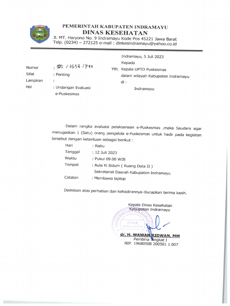 Undangan E-Pusk Puskesmas | PDF