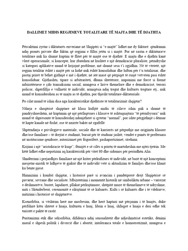 Dallimet Midis Regjimeve Totalitare Të Majta Dhe Të Djathta | PDF Dallimet Midis Regjimeve Totalitare Të Majta Dhe Të Djathta | PDF