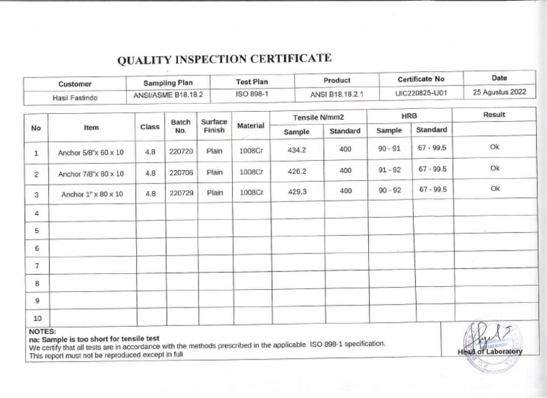 Sertifikat Angkur | PDF
