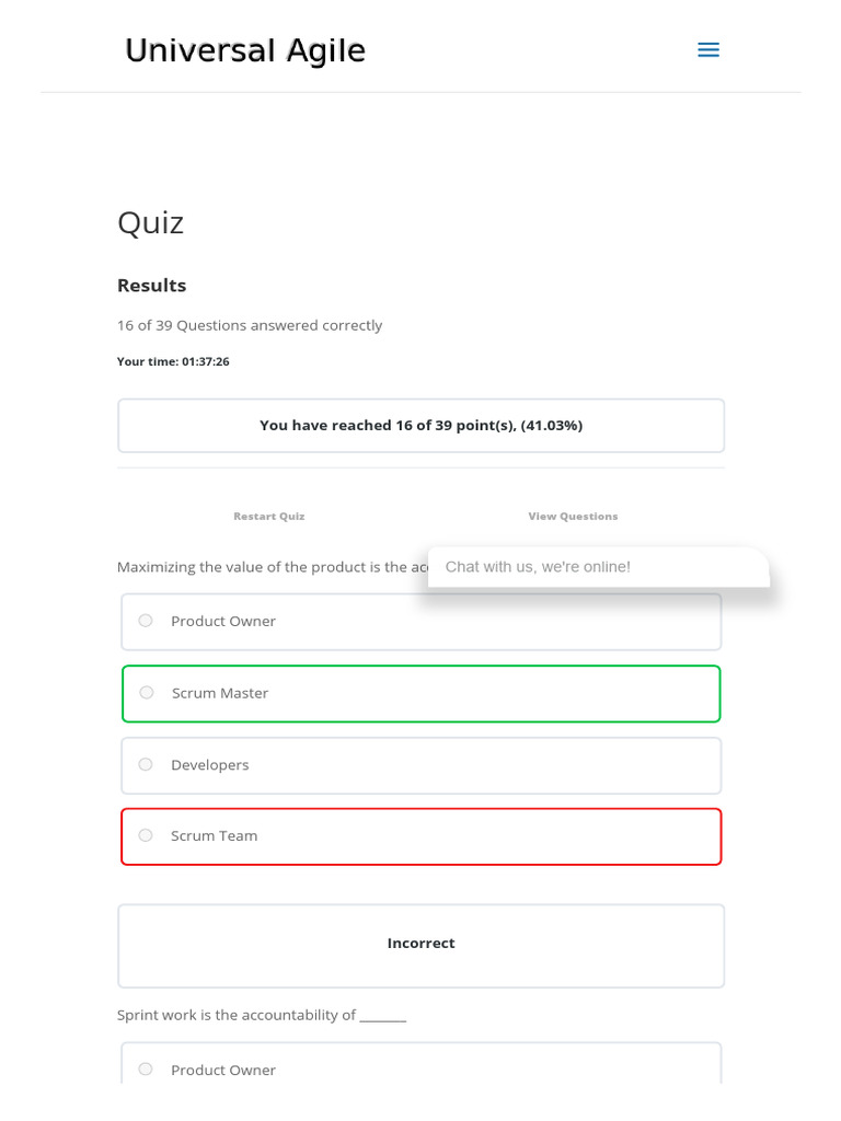 Quiz - Welcome To Universal Agile - 100% Success Rate On CSM ...
