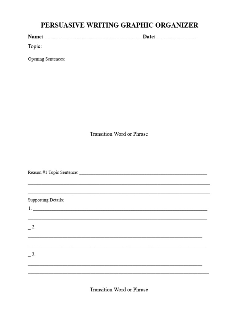 Persuasive Writing Organizer Guide | PDF | Argument | Reason