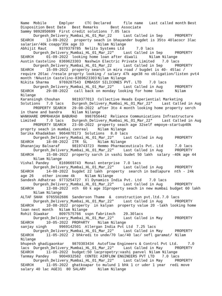 Property Search and Loan Inquiry Summary | PDF | Law