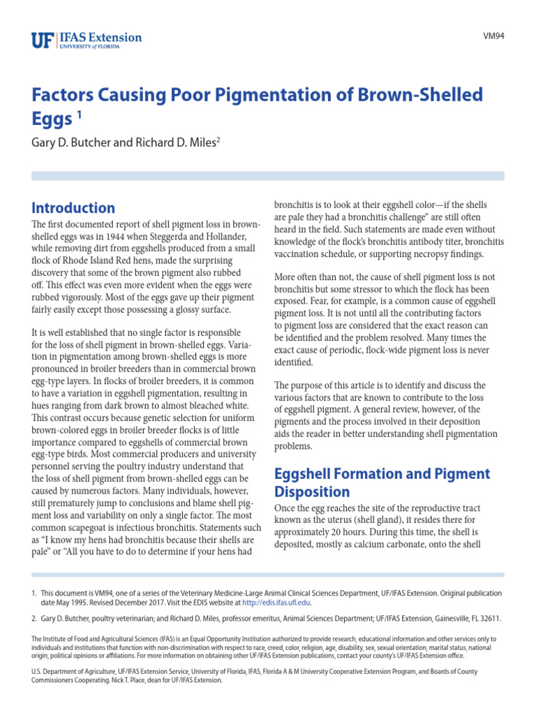 Factor Causing Poor Pigmentation of Brown Shell Eggs | PDF