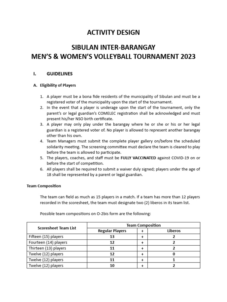 Activity Design Inter Barangay 2023 | PDF | Sports | Sports Competitions