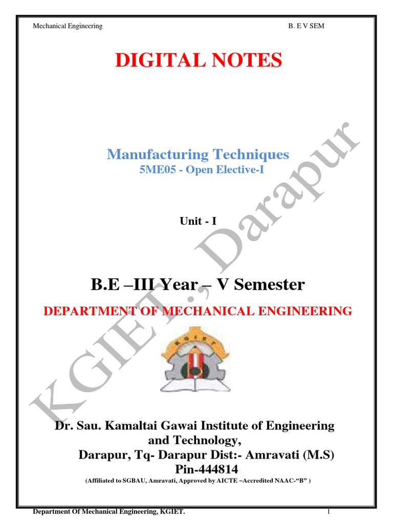 Manufacturing Technology Notes | Download Free PDF | Deformation ...