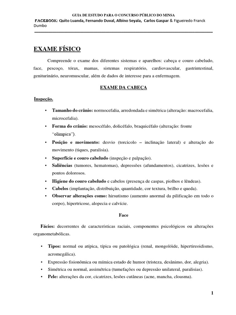 EXAME FÍSICO COMPLETO | PDF | Índice de massa corporal | Boca