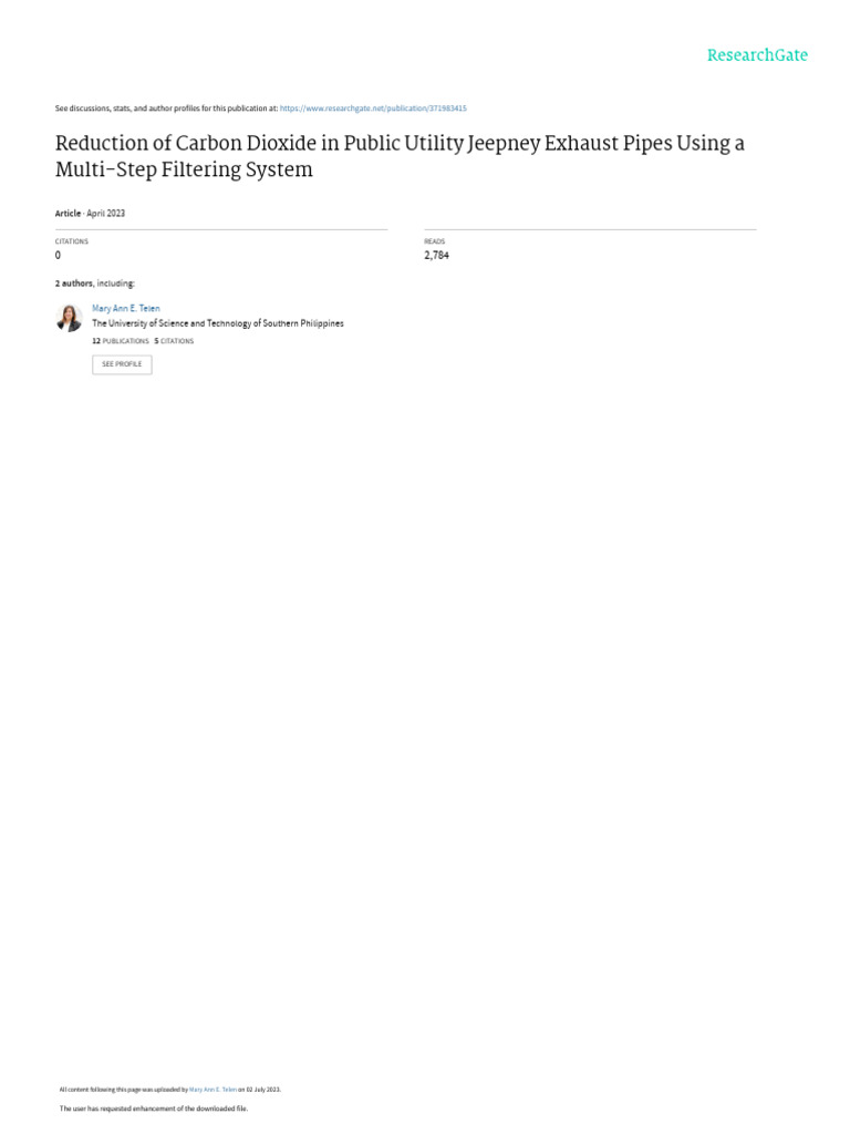 Reduction of Carbon Dioxide in Public Utility Jeepney Exhaust Pipes ...