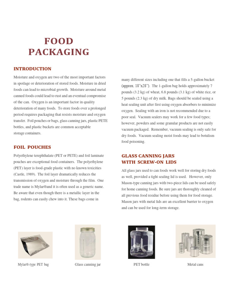 Food Packaging | PDF | Canning | Food And Drink
