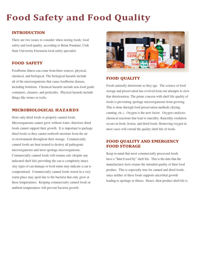 Food Sdafety and Food Quality, Utah State University | PDF | Vitamin ...