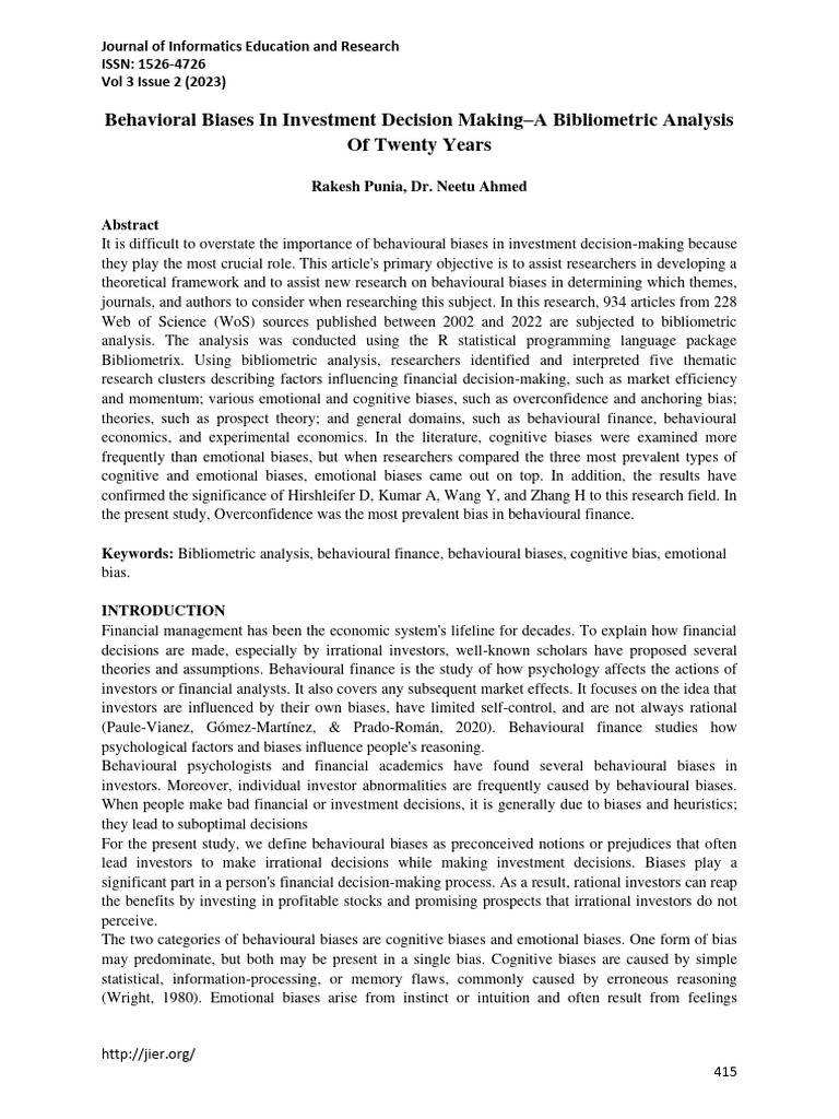 Bib .Rakesh Punia | PDF | Behavioral Economics | Decision Making