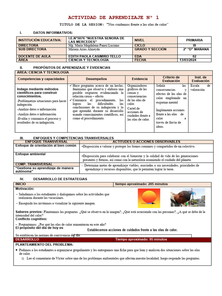 Sesion de CYT | PDF | Aprendizaje | Evaluación