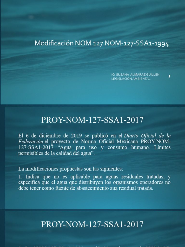 Presentació de Agua Potable NOM 127 | PDF
