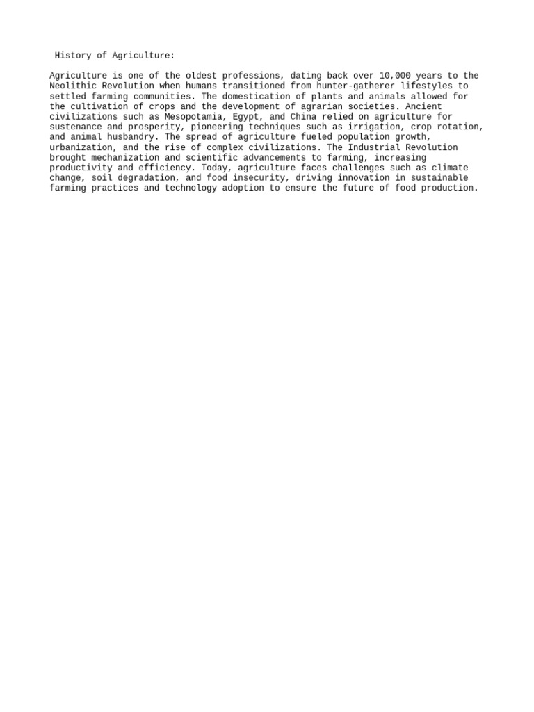 History of Agriculture | PDF