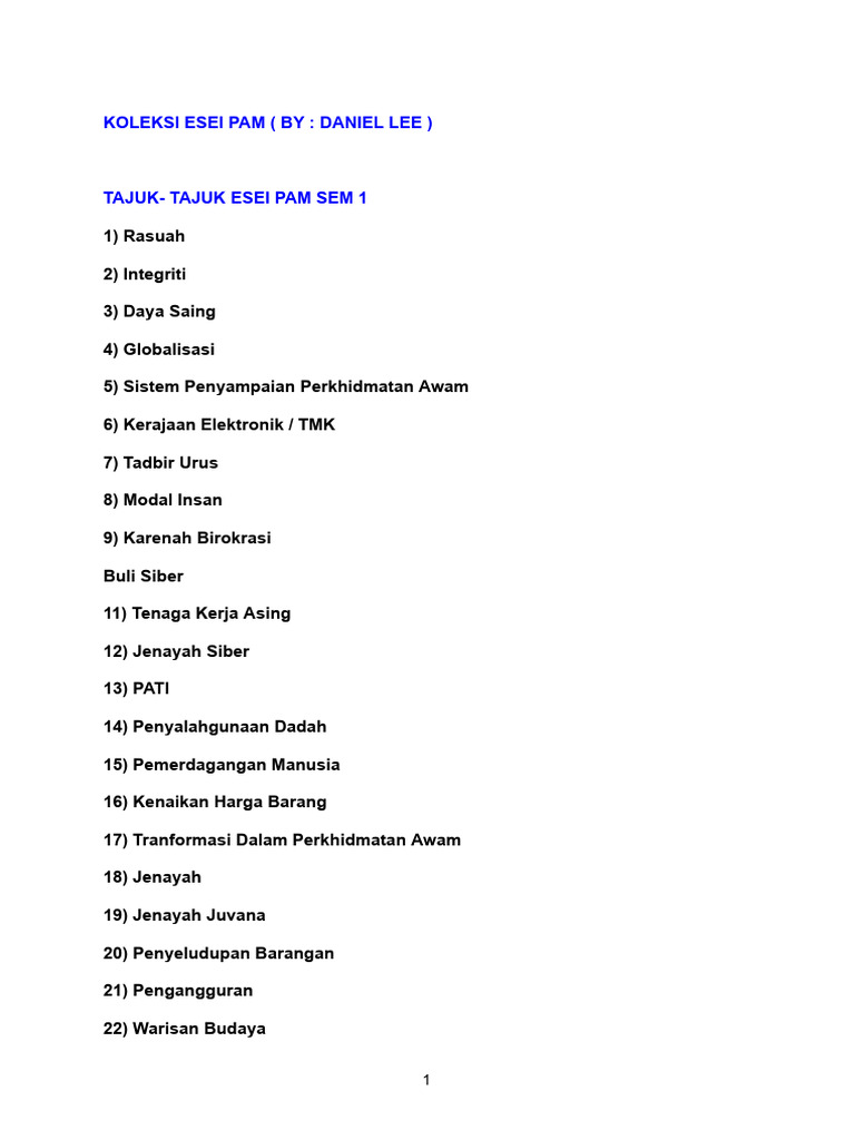 Koleksi Esei Pam (By: Daniel Lee) | PDF