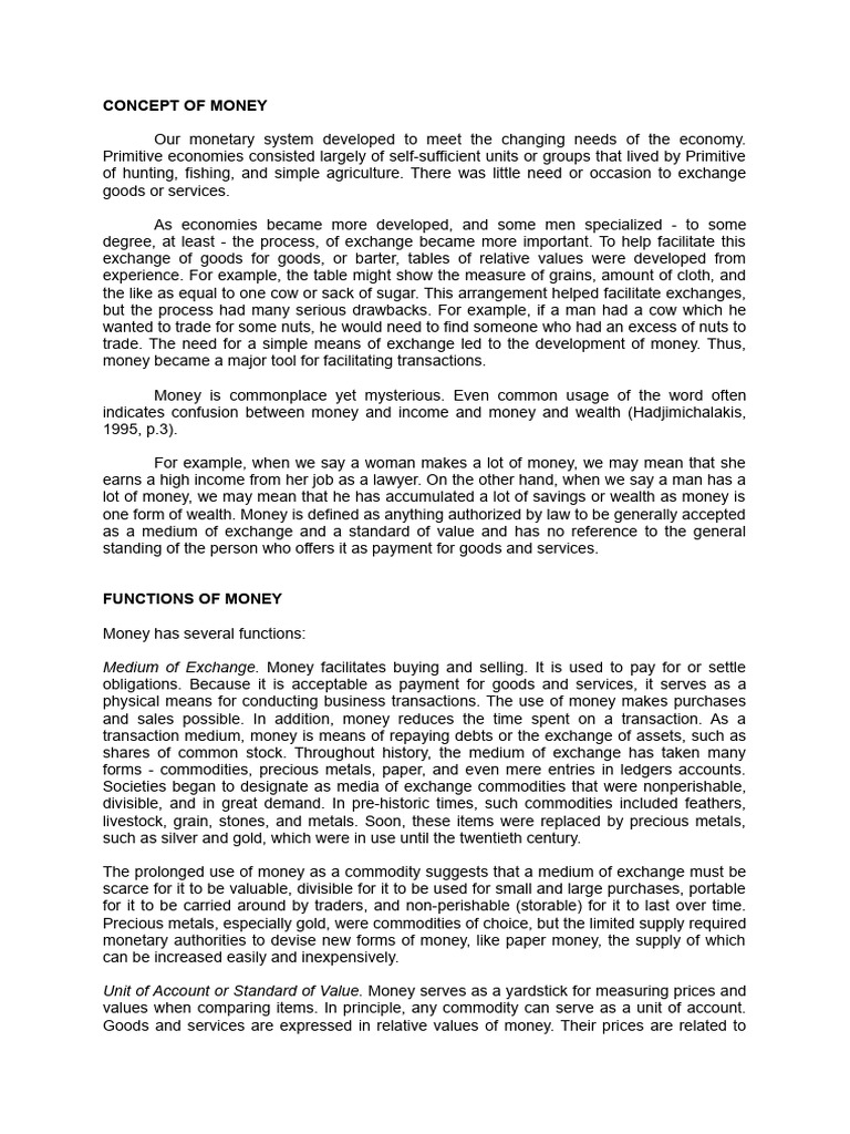 1 Concept of Money | PDF | Money | Currency