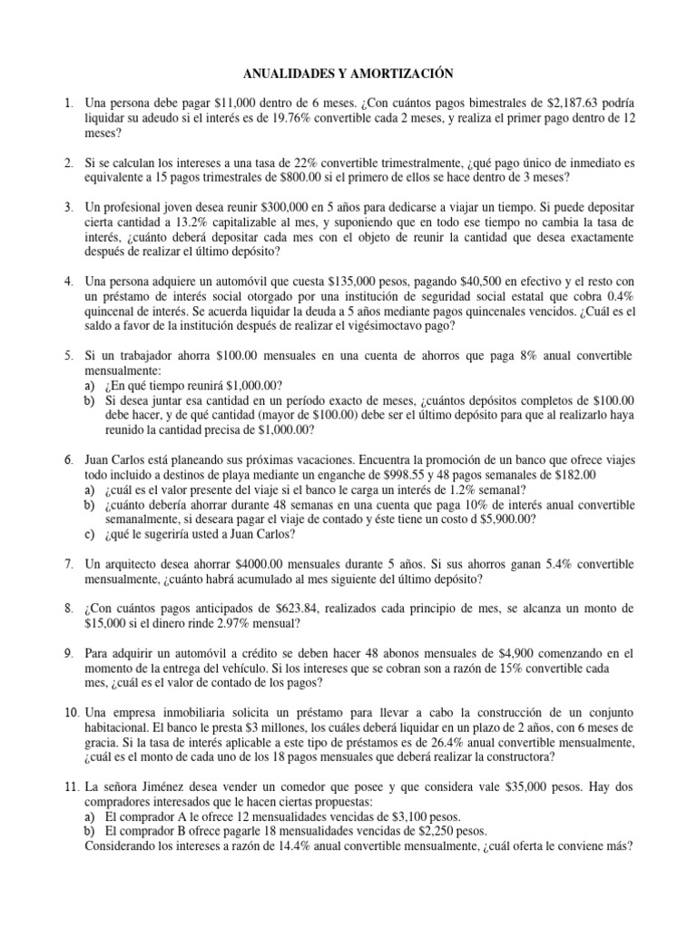 Cálculos de Anualidades y Amortización | PDF | Interés | Bancos