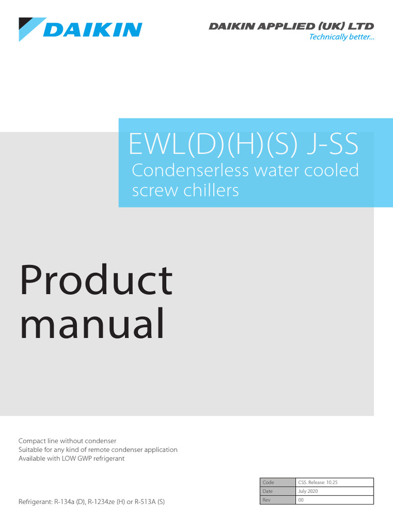 EWLDHSJ SS - Product Manual - Daikin Applied UK | PDF | Heat Exchanger ...