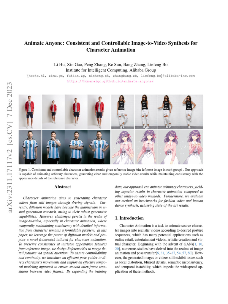 Animate Anyone: Consistent and Controllable Image-to-Video Synthesis For Character Animation ...