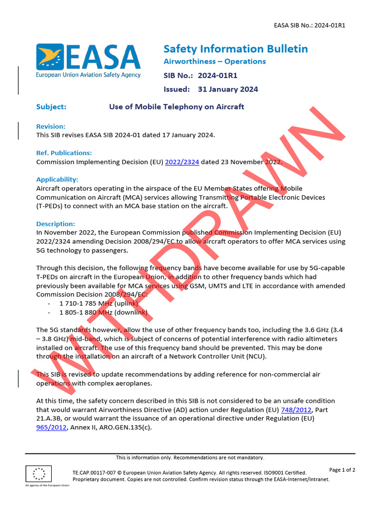 Easa Sib 2024-01R1 1 | Download Free PDF | Wireless | Information And Communications Technology