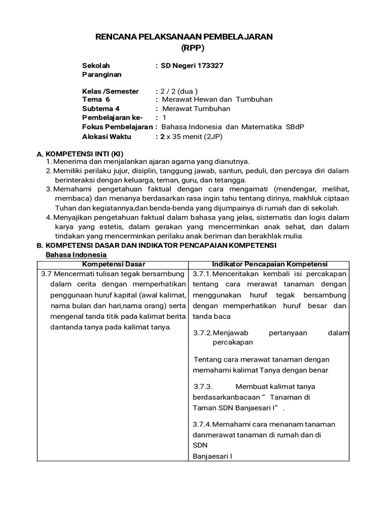 RPP KELAS 2 A-Halaman | PDF