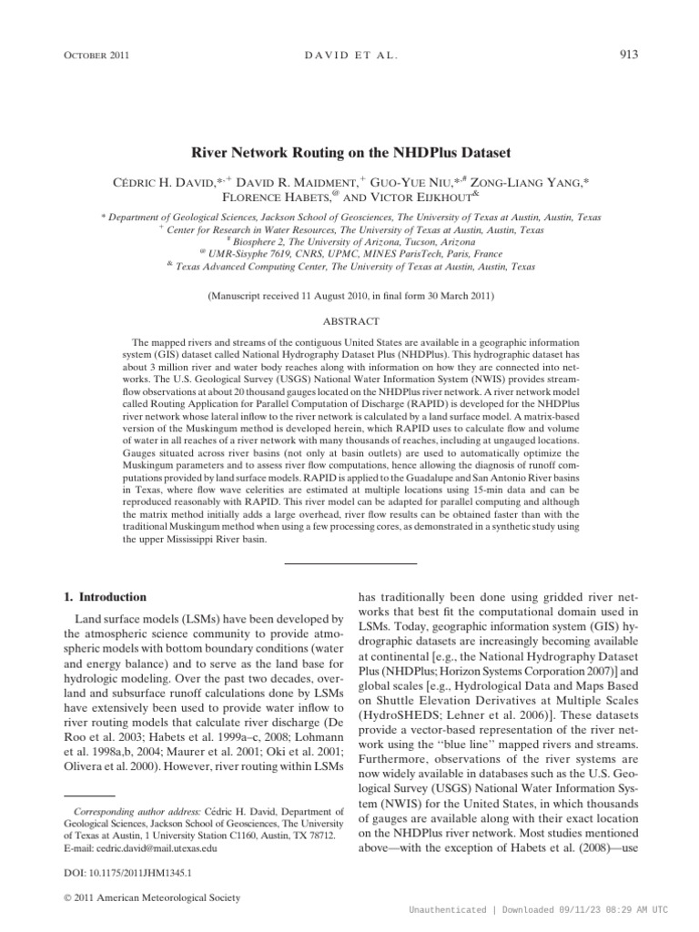 Hydr-2011jhm1345 1 | PDF | Matrix (Mathematics) | Discharge (Hydrology)