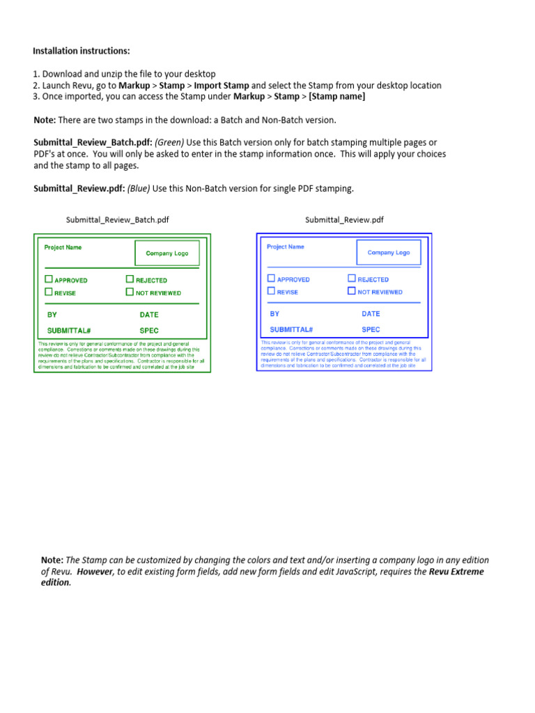 Submittal Review Stamp Instructions | PDF | Java Script | Software