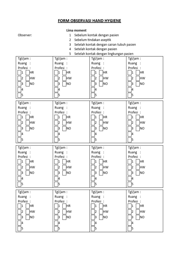 Form Cuci Tangan | PDF | Kajian Bahasa Asing