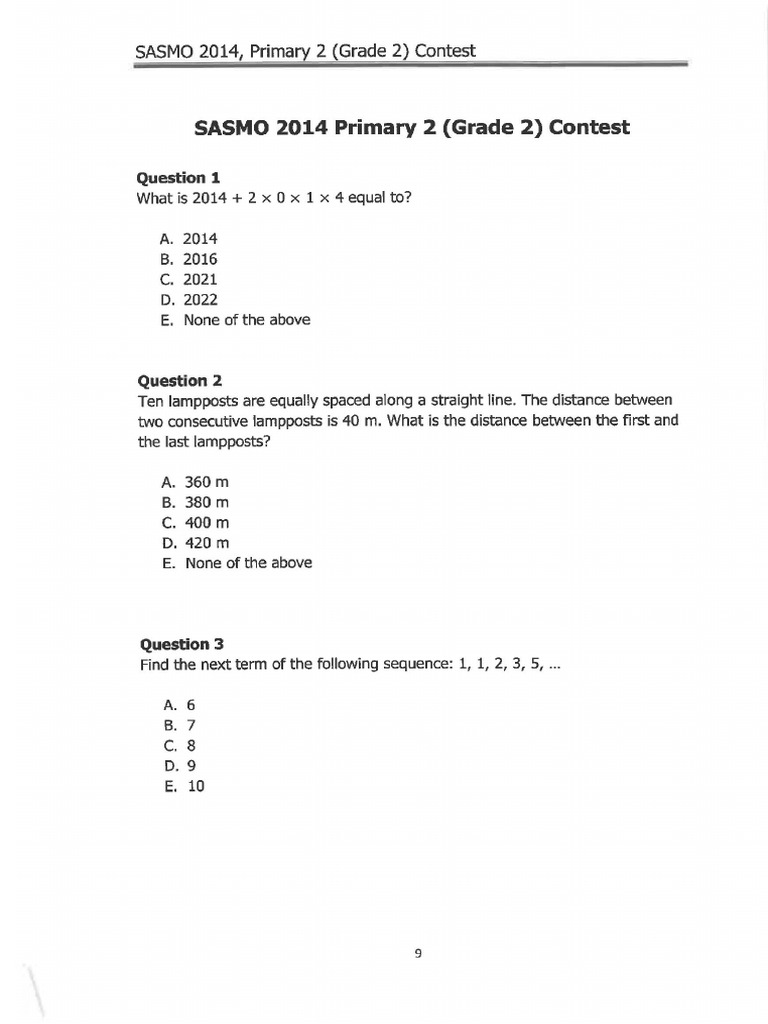 SASMO G2（2014 2021）题目+答案 | PDF